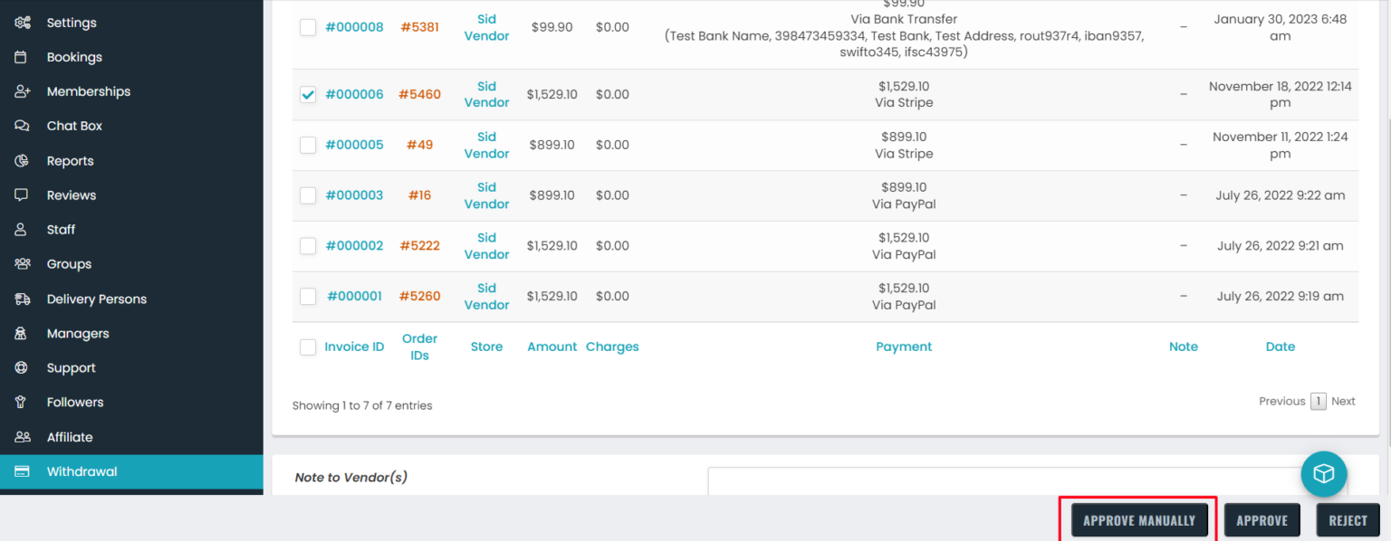 Withdrawal | WCFM Documentation