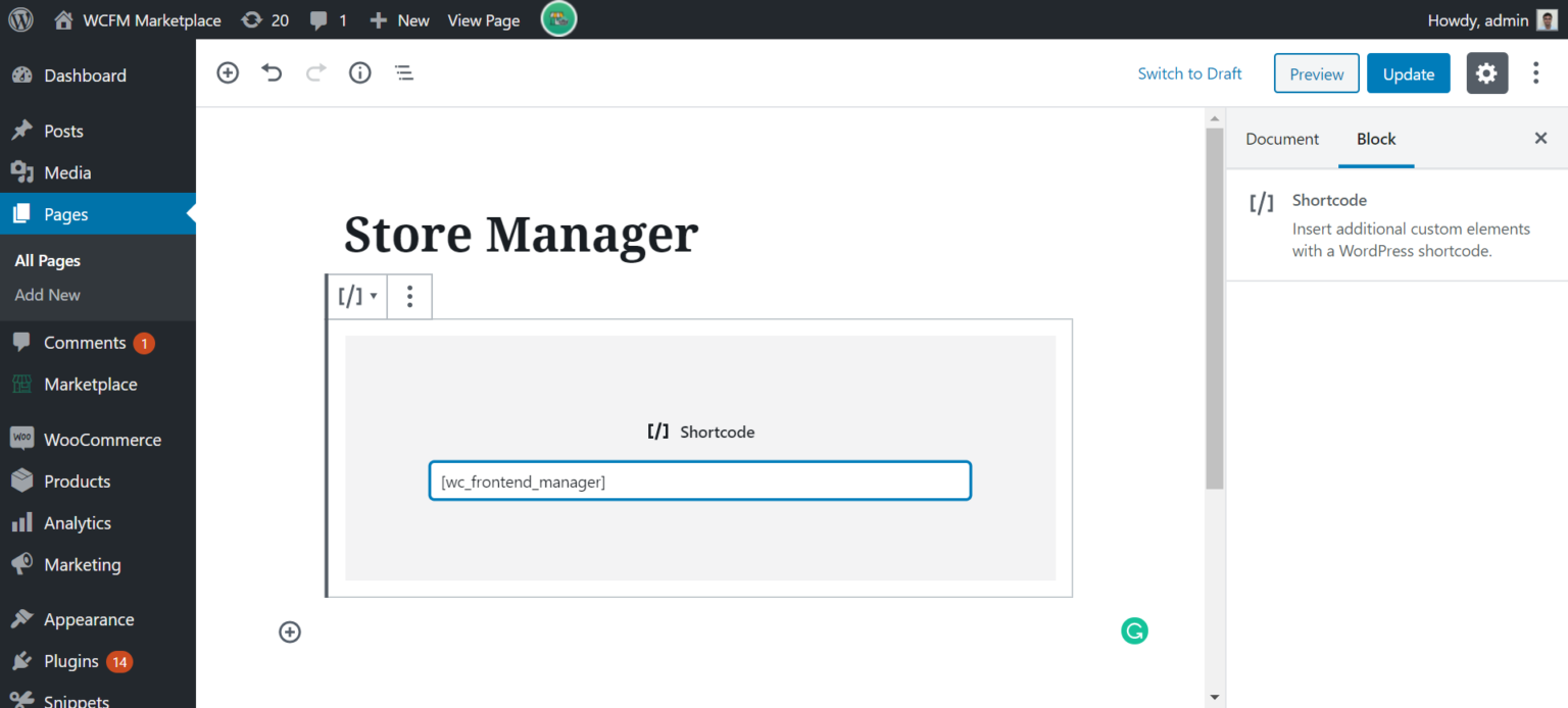 shortcode | WCFM Documentation
