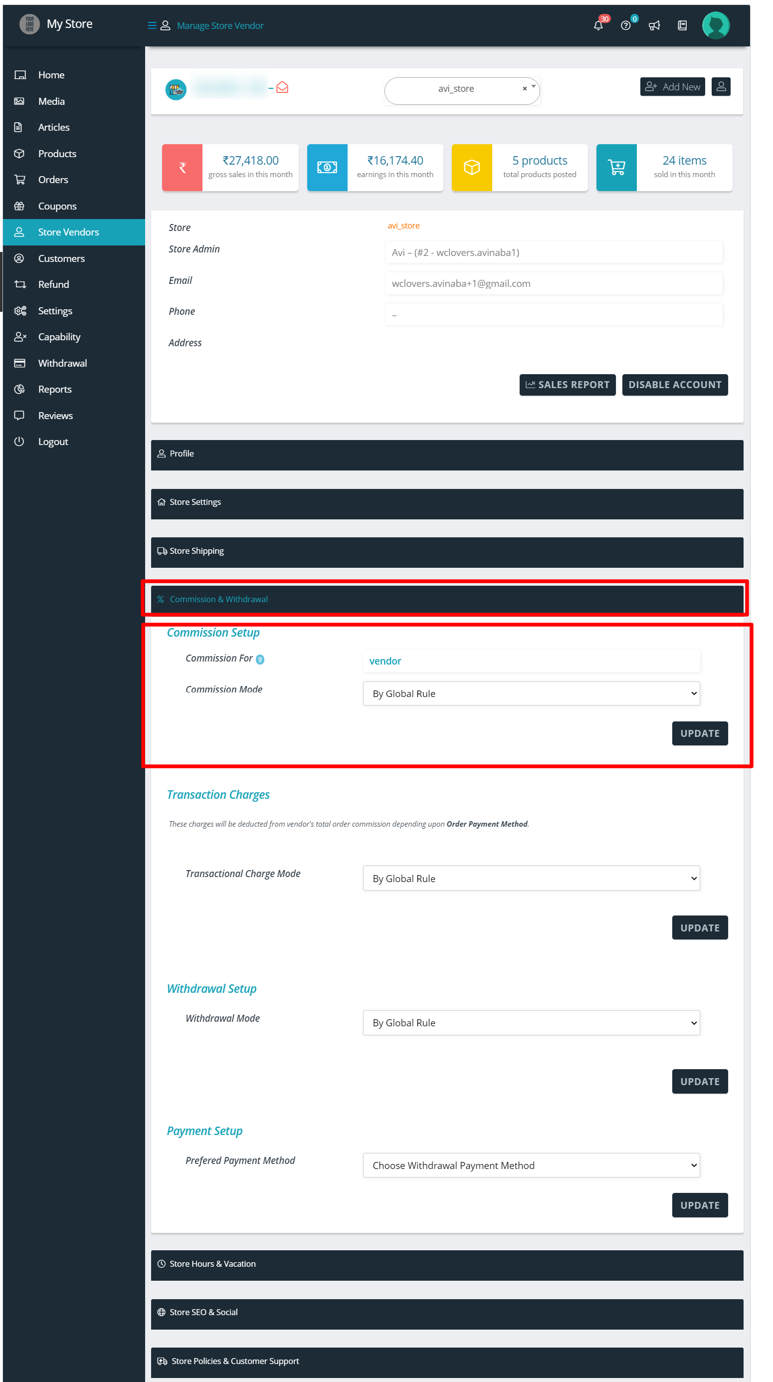 Commission | WCFM Documentation