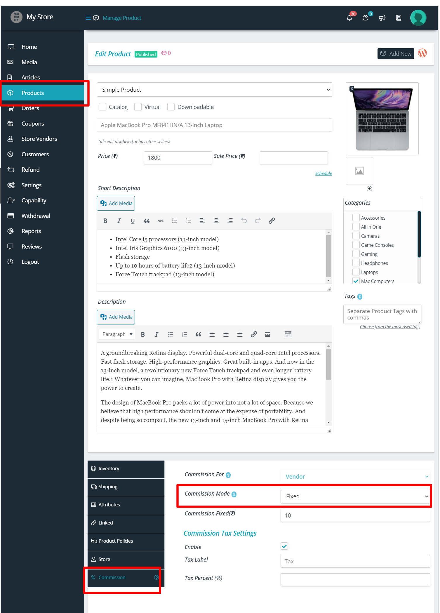 Commission | WCFM Documentation